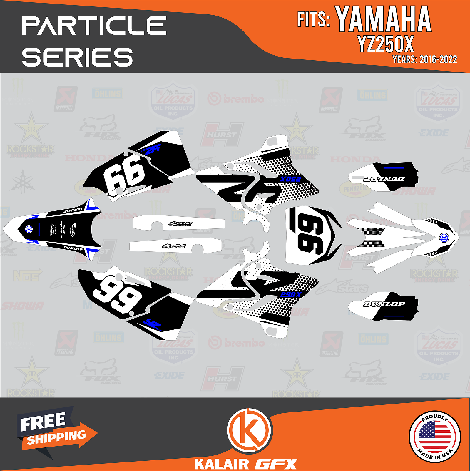 Graphics Kit for Yamaha YZ250X (2016-2022) Particle-WHITE | eBay