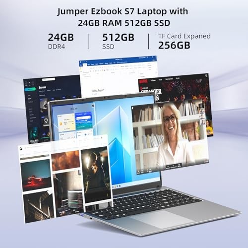 17.3 Inch Windows 11 Laptop Computer with 24GB RAM 512GB SSD, Celeron ...