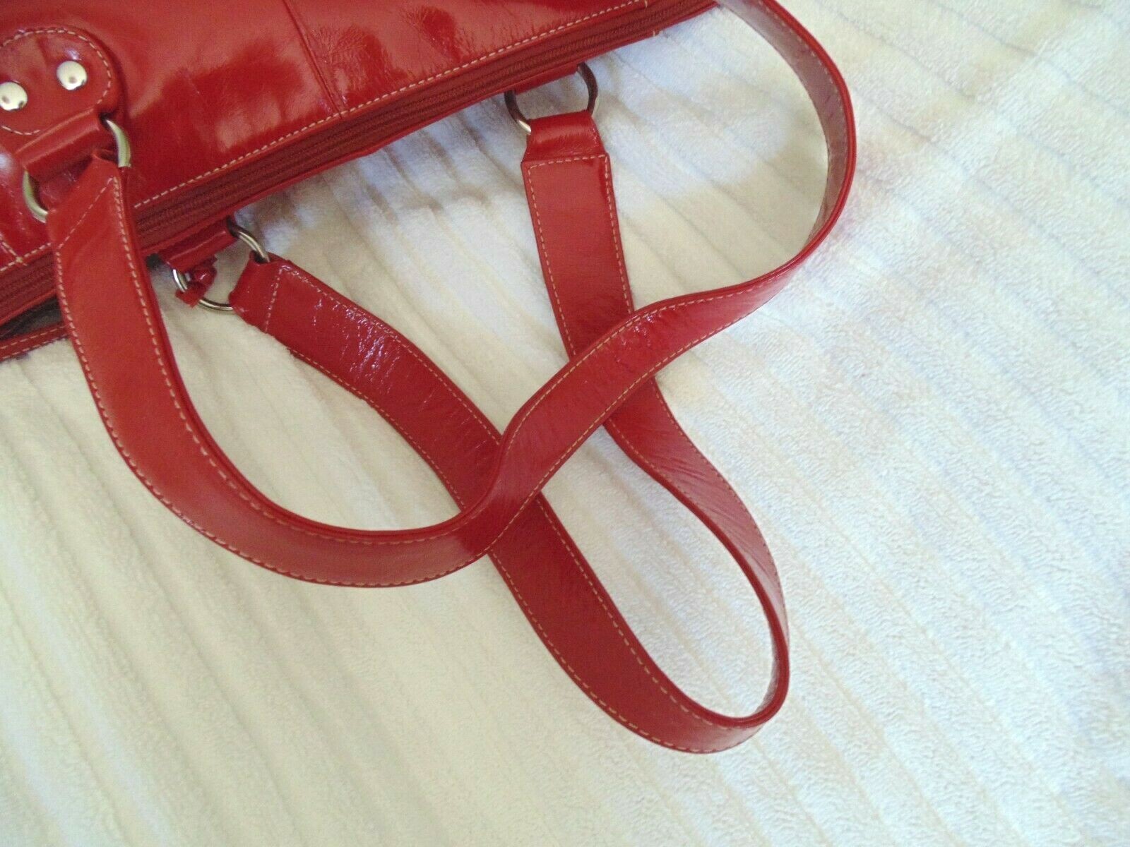 JEN GROOVER Butler Bag Red Patent Leather Large Tote Bag Handbag Purse ...