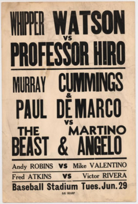 Vintage Wrestling Original Poster Whipper Watson Vs Professor Hiro ...