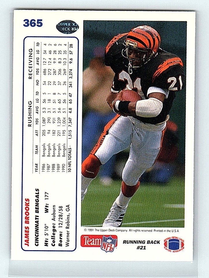 1991 Upper Deck James Brooks Cincinnati Bengals #365 | eBay