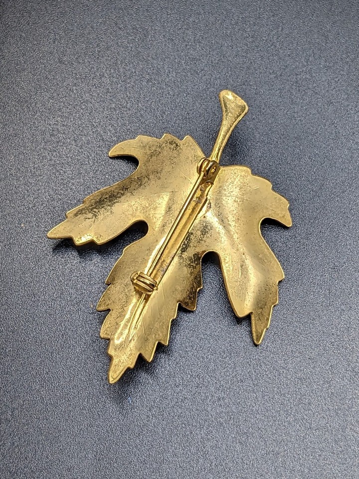 Vintage Gold Tone Brown & Copper Ombre Enamel Fall Autumn Leaf Brooch ...