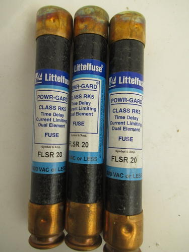 Littelfuse 20A 600V Time Delay Fuse FLSR 20 Class: RK5 Lot of 3 Fuses ...