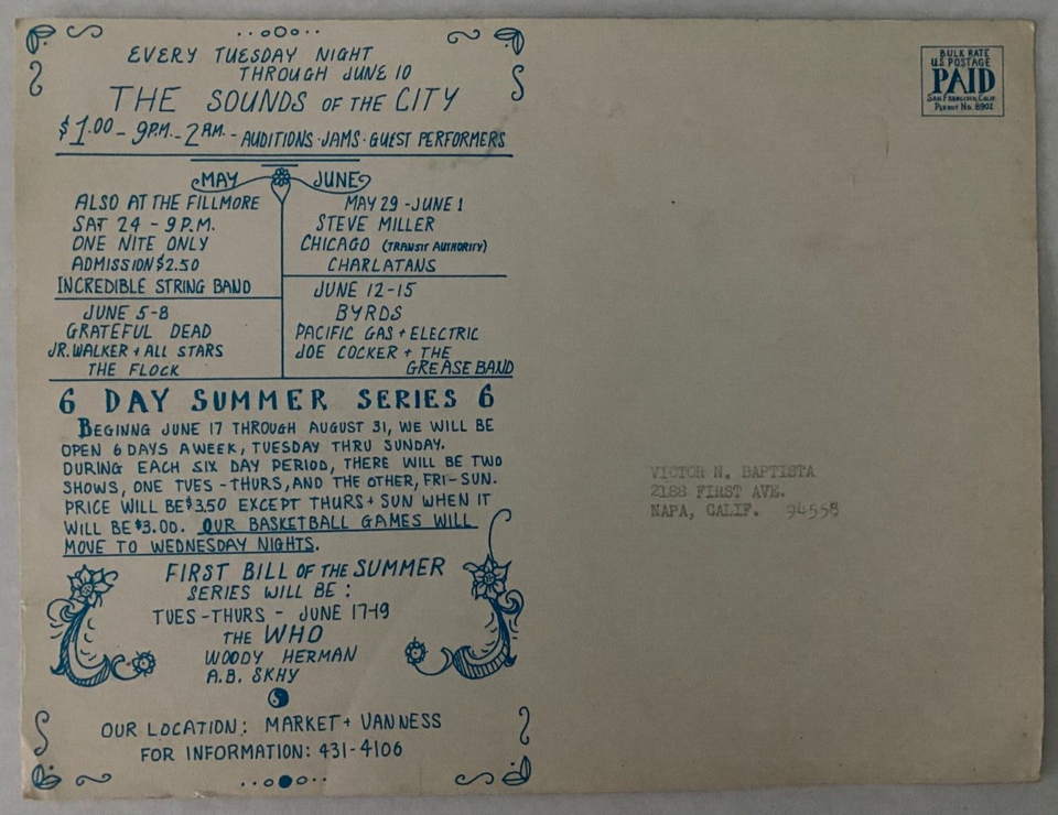 BG 175 174 Fillmore Orig. 1969 Concert Poster Postcard CCR Bangor ...