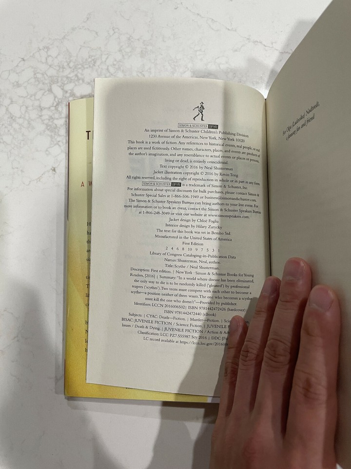 Scythe by Neal Shusterman Hardcover Book First Edition & 1st Print | eBay