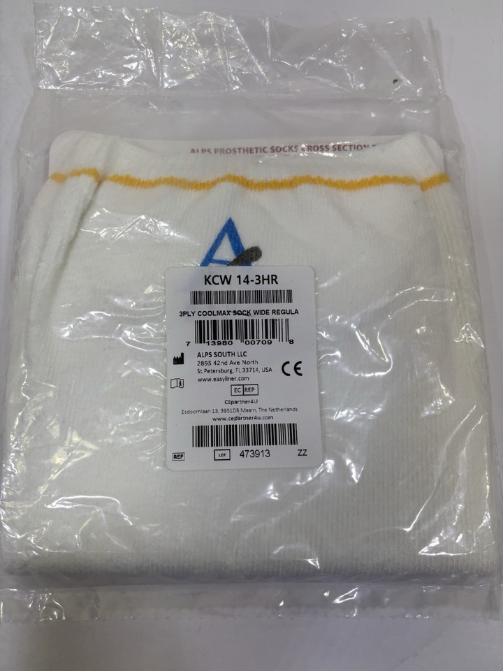 ALPS Prosthetic Sock With Hole, Size: Wide Regular, 3-Ply Coolmax - Lot ...
