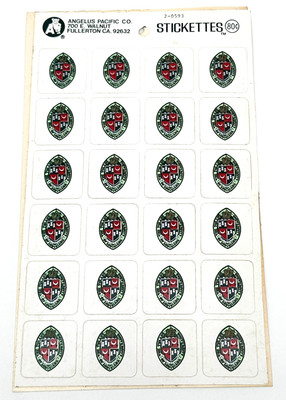 Vintage Tulane University Angelus Pacific Sticker Sheet Crimson Shield ...
