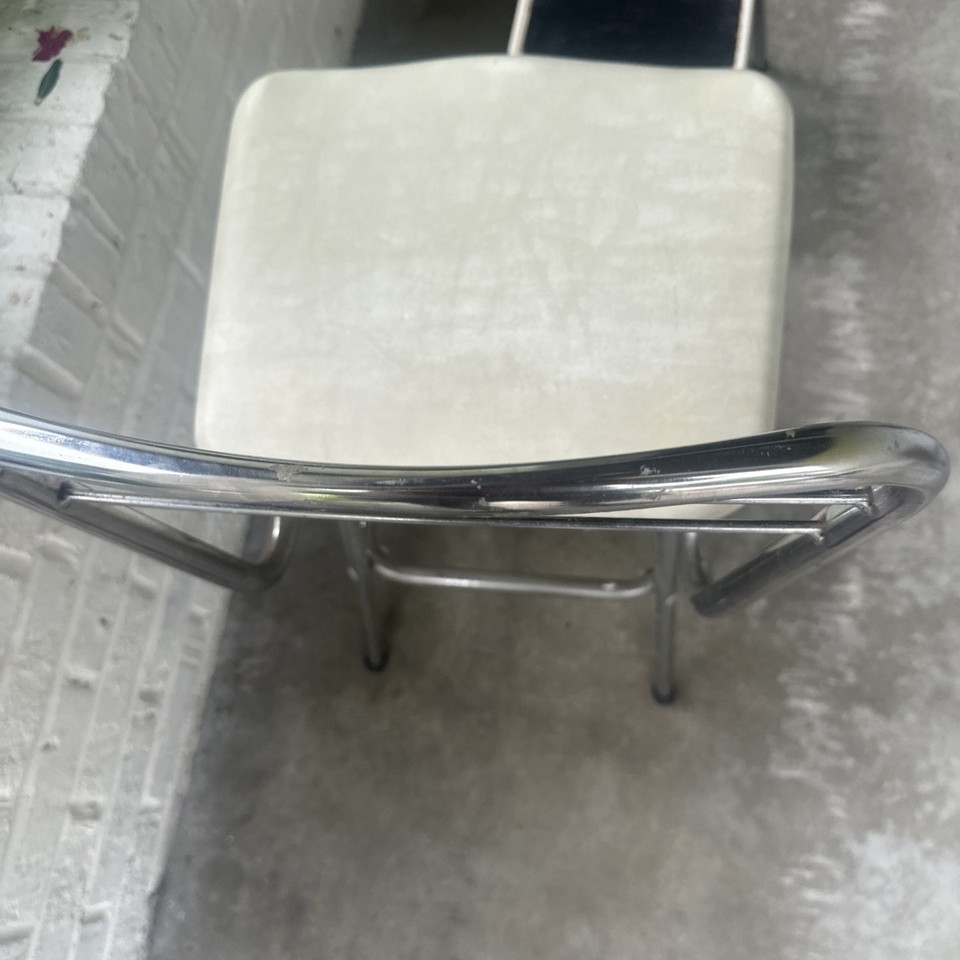 Vtg Cosco Kitchen white Step Stool Chair Flip Up Seat MCM With Extra ...