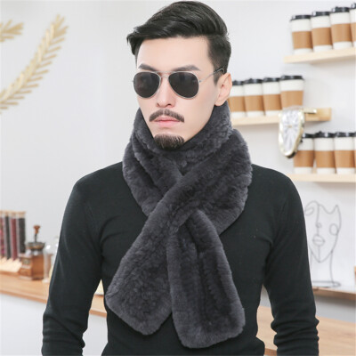 100% Real Rabbit Fur Scarf Thicken Winter Warm Knitted Collar Neck Warm ...