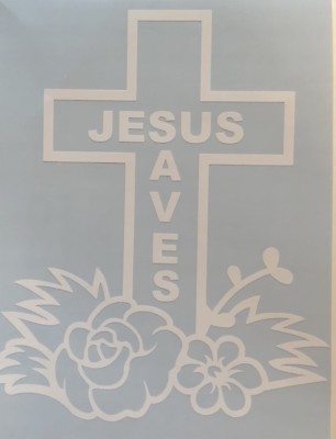 Jesus Saves Cross Vinyl Decal Car Window Sticker WHITE 6"X4" | eBay