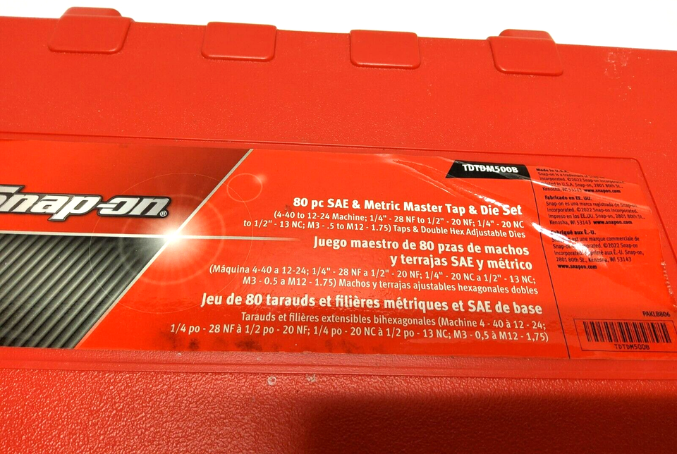 Snap-on TDTDM500B 76-piece Tap and Die Set Metric & SAE in Case NIB ...