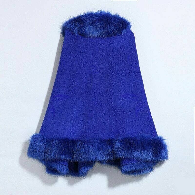 Winter Women Fur Coat Cape Autumn Winter Faux Fur Cape Coat Warm ...