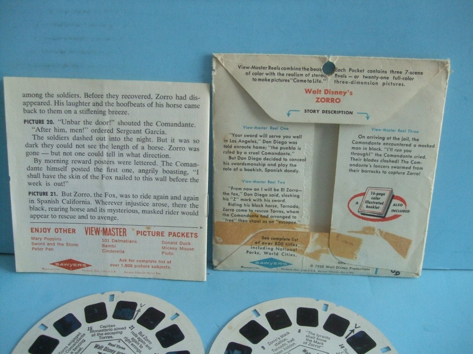 View Master television Sawyer's B469 Walt Disney's Show Zorro View ...
