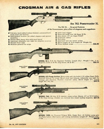1975 Print Ad of Crosman Model 761 Powermaster M-1 622 760 1400 Air ...