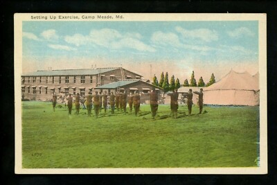 Military postcard WWII Camp Meade, Maryland MD Soldiers Exercise | eBay