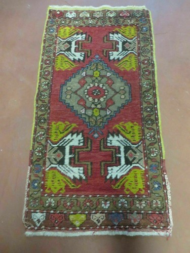 20" X 38" Antique Handmade Turkish Oushak Oshak Yastik Wool Rug Mat ...