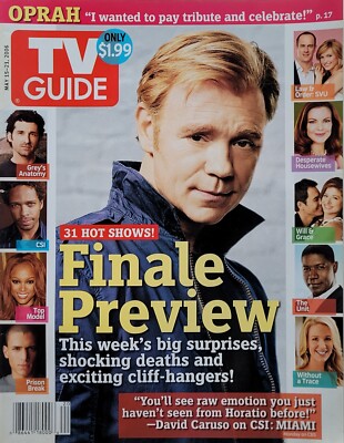 DAVID CARUSO "CSI: MIAMI" May 2006 TV GUIDE Magazine PATRICK DEMPSEY ...