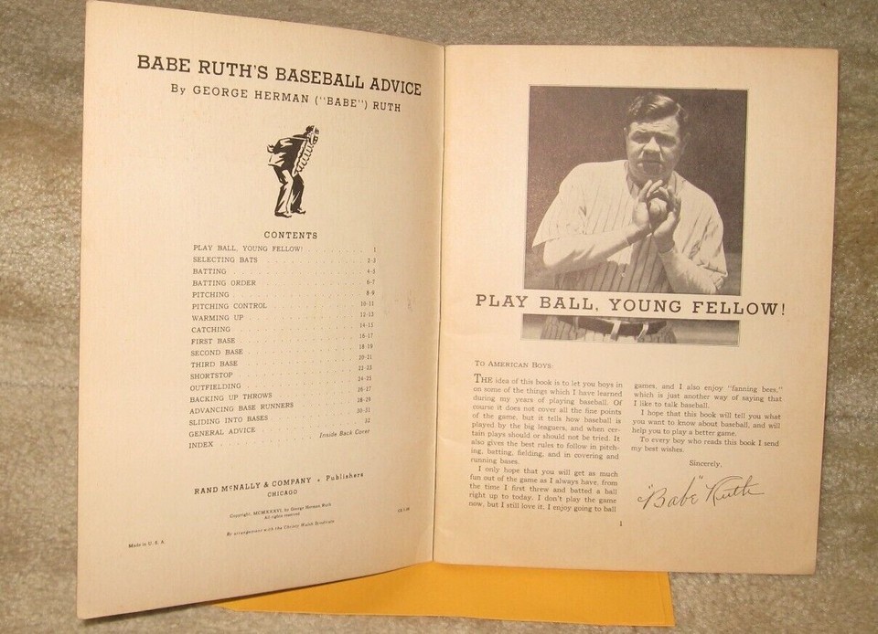 1936 - 'Babe Ruth's Baseball Advice' - PB Book - by Babe Ruth | eBay