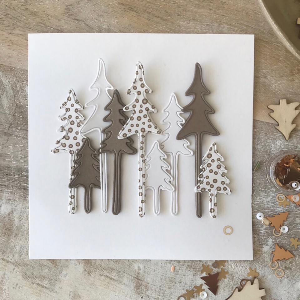 Large Evergreen Trees w Outline Frames Cutting Dies - 3 Sizes - Forest ...