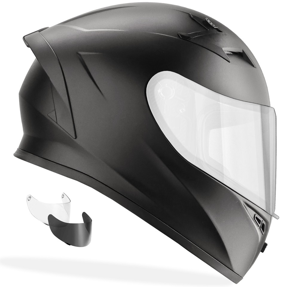 Full Face GDM Venom Motorcycle Helmet DOT Matte Black + SHIELD OPTIONS ...