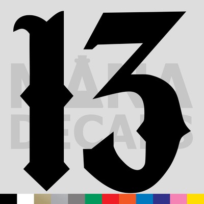 Number 13 Vinyl Die Cut Decal Sticker - Lucky Thirteen Biker Chopper ...