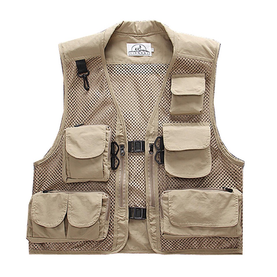 Womens Mens Mesh Utility Vest Jacket Waistcoat Fishing Gilet Multi ...