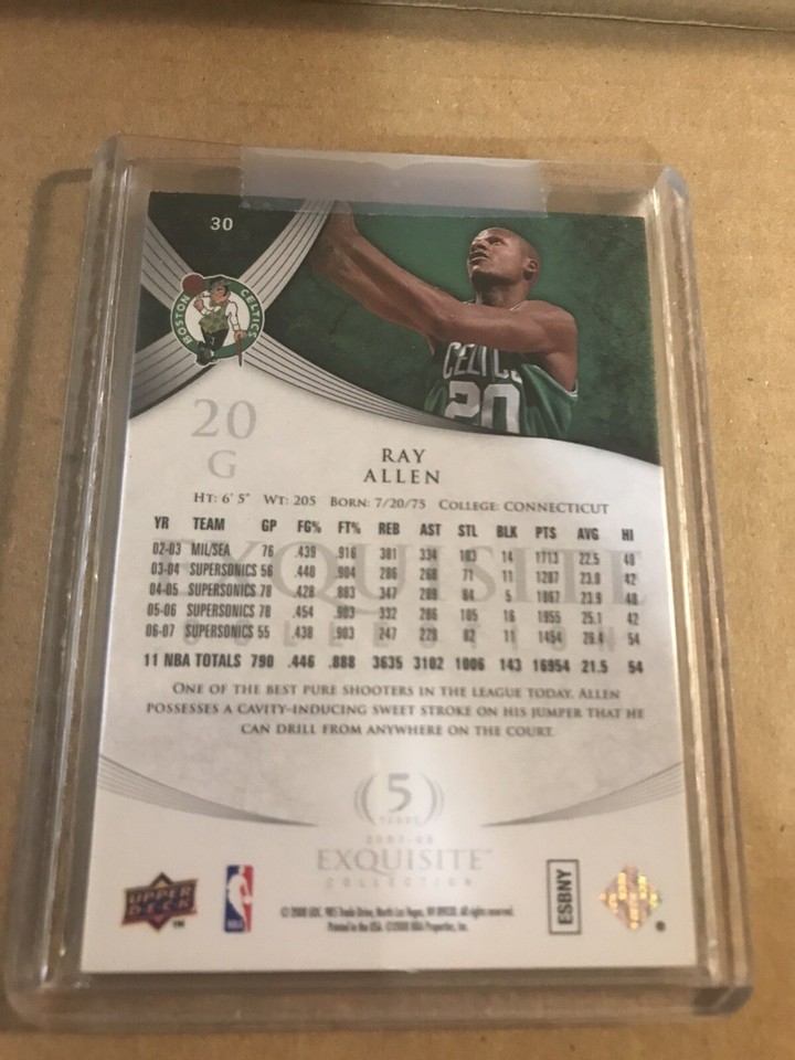 2007-08 UD Exquisite Collection Ray Allen base card #d 184/225 FIRST ...