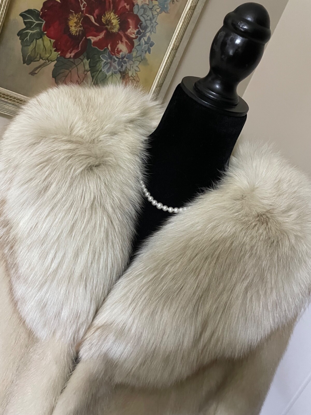 Vintage Genuine Pearl Ivory Mink & Fox Fur Stole Cape… - Gem