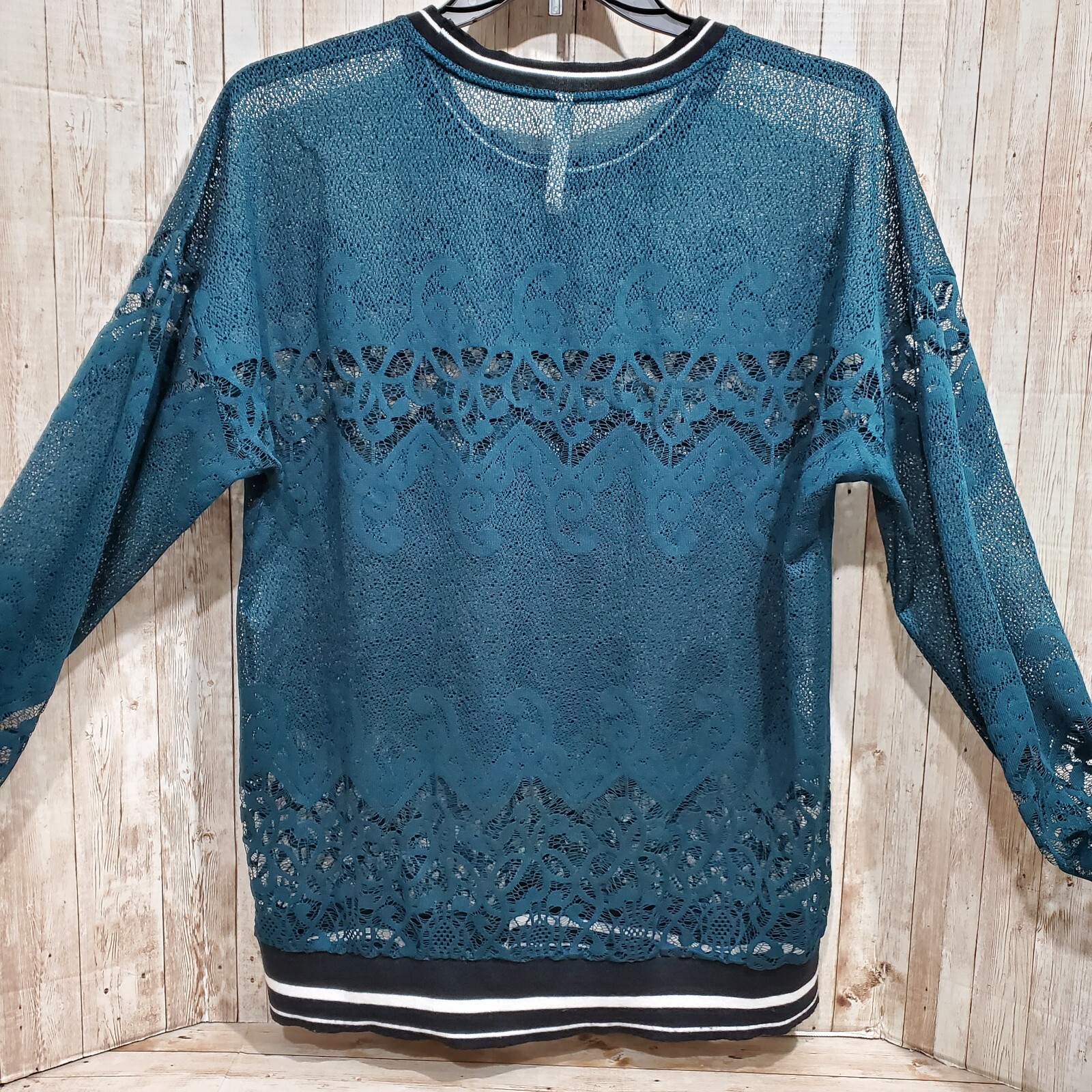 Fabletics Women's Size XL Green Teal Lace Sophie Tunic Long Sleeve Top ...