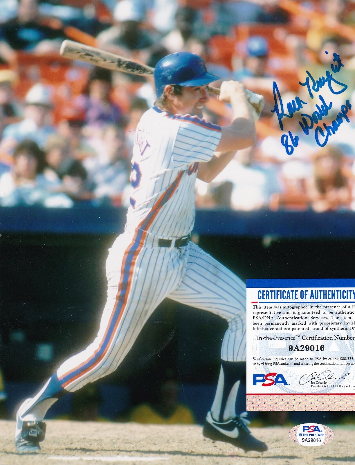RAY KNIGHT NEW YORK METS 1986 WS CHAMPS PSA/DNA AUTHENTICATED SIGNED ...