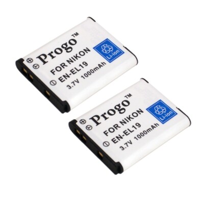 2 Battery for Nikon EN-EL19 Coolpix S5200 S5300 S6500 S6600 S6800 S6900 ...