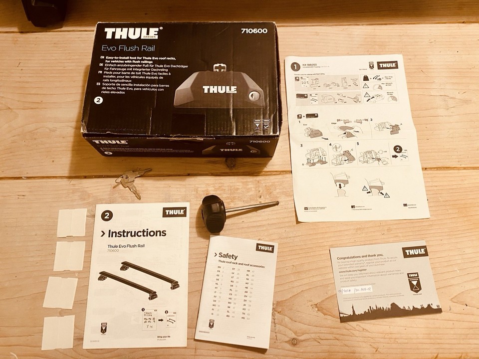 Thule Evo Flush Rail Pair 710600 Roof Bars Black Used | eBay UK