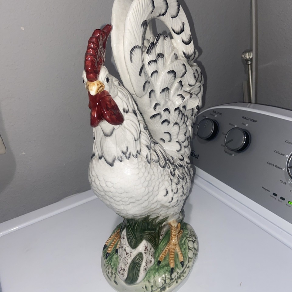 Vintage Taiwan Porcelain Rooster Figurine Hand Painted Mid-Century ...