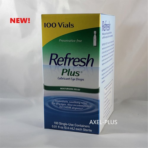 Refresh Plus Lubricant Eye Drops, Moisturizing Relief, 100 Single Vials ...
