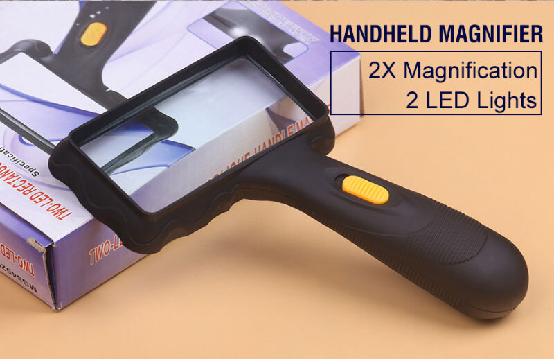 Square Lens Handheld Magnifying Glass with LED Light for Reading ...