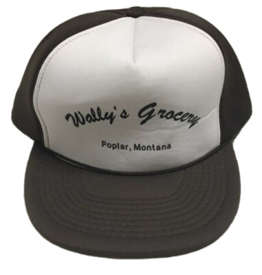 Vtg Wally’s Grocery Trucker Hat Food Store Business Cap Defunct Poplar ...