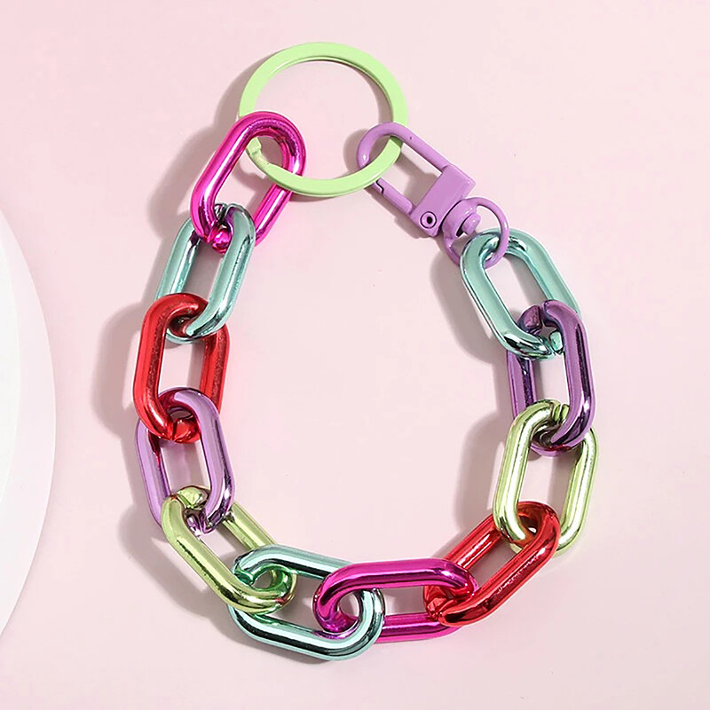 Colorful Acrylic Link Chain Keychain Creative Handmade Anti-lost Phone ...