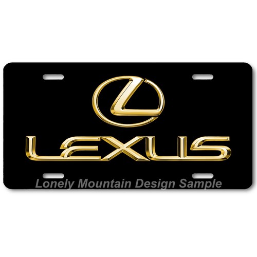 Lexus Logo Inspired Art Gold on Black FLAT Aluminum Novelty License Tag ...