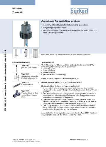 Burkert 8200 , PH / ORP electrode holder, 00429224 | eBay