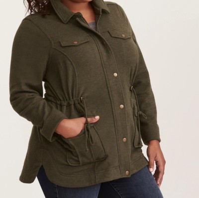 Torrid Olive Green Washed Knit Utility Shirt Jacket 00X Med Large 10 ...