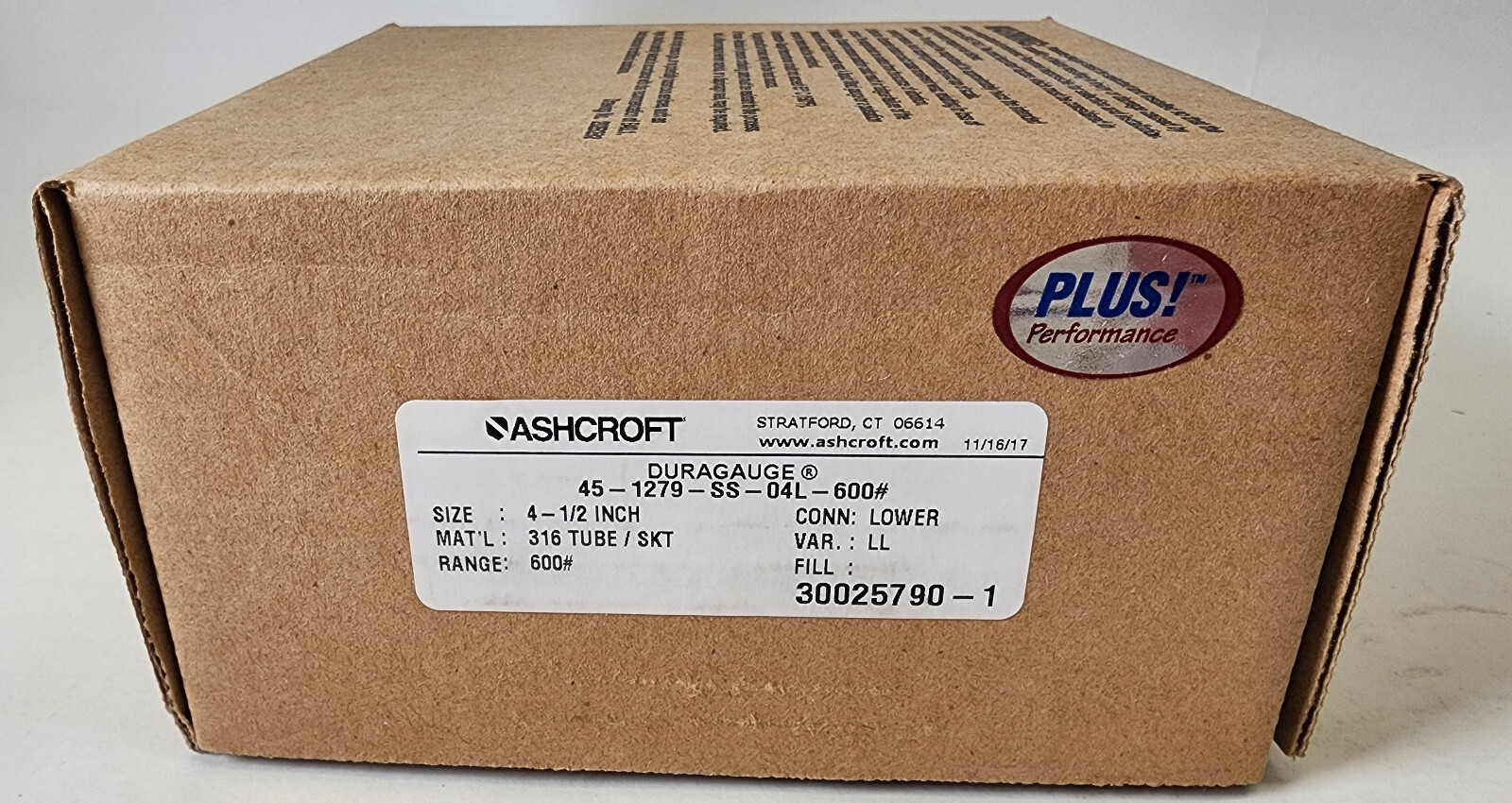 Ashcroft 45-1279-SS-04L-600# Duragauge Pressure Gauge 4-1/2" Dia. 600 ...