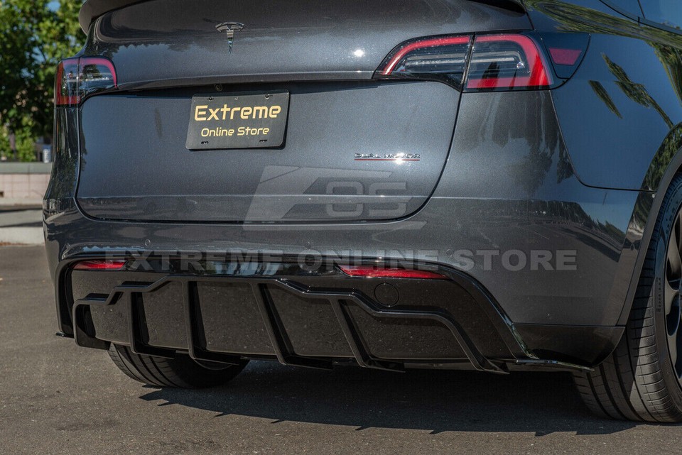 Rear Bumper Diffuser For 20-24 Tesla Model Y Glossy Black Track Style ...