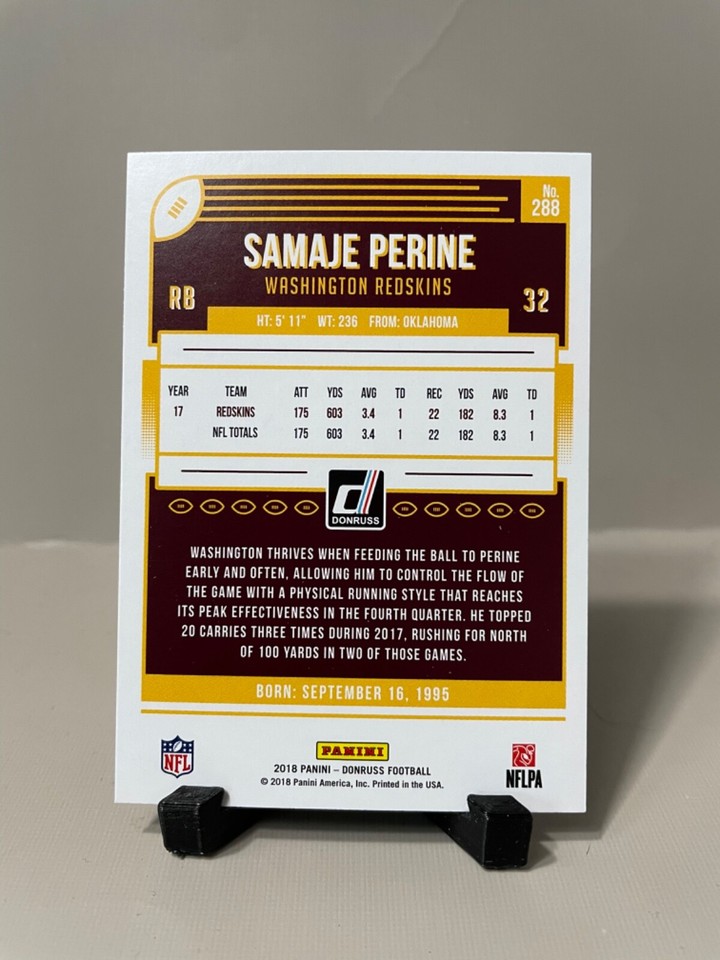 2018 DONRUSS FOOTBALL SAMAJE PERINE #288 WASHINGTON REDSKINS | eBay