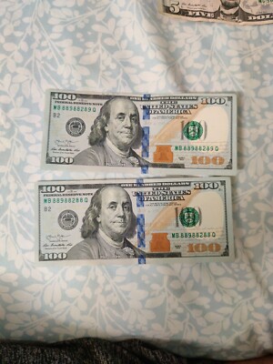 Hundred Dollar Bill Rare Low Serial Number, Serial Right Next To Each ...