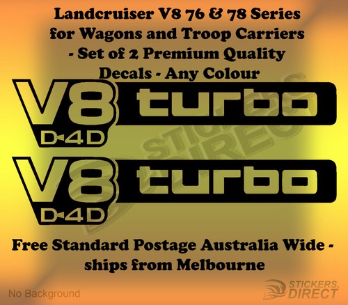 Toyota Landcruiser V8 D4D Turbo Stickers 76 78 Series Set of 2 Decals ...