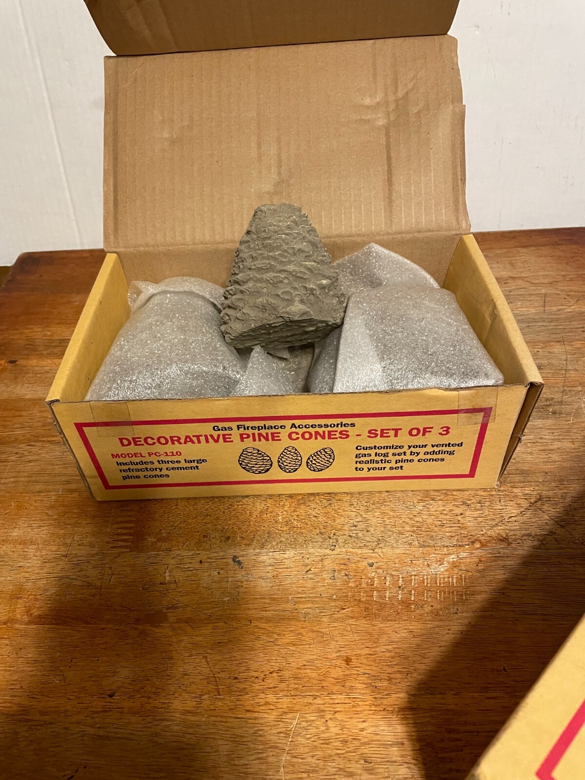 Decorative Pine Cones for Gas Fireplaces, Set of 3 Refractory Cement ...