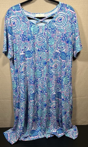 Simply Southern Maxi Dress Womens XXL Short Sleeve Sea Shells Sand ...