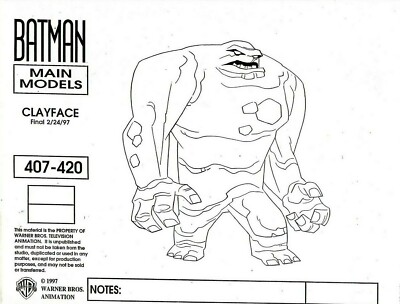 The New Batman Adventures CLAYFACE Model Sheet Studio Model Copy Bruce ...