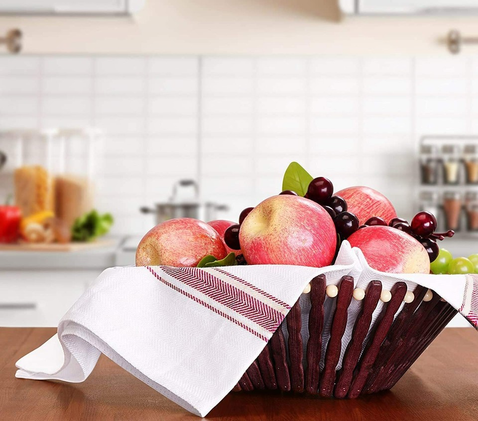 Dish Towels 12 White Cotton Striped 15 x 25 Kitchen Tea Towels Utopia ...