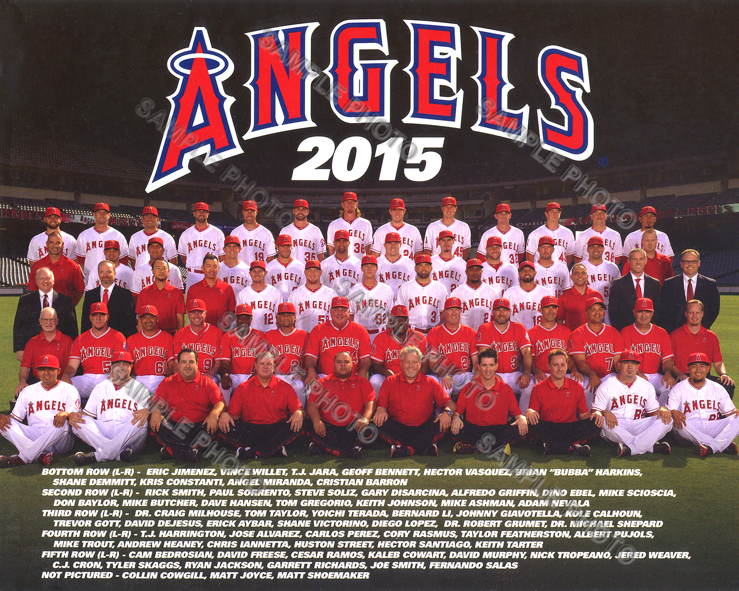 2015 LOS ANGELES ANAHEIM CALIFORNIA ANGELS TEAM 8X10 PHOTO MIKE TROUT ...
